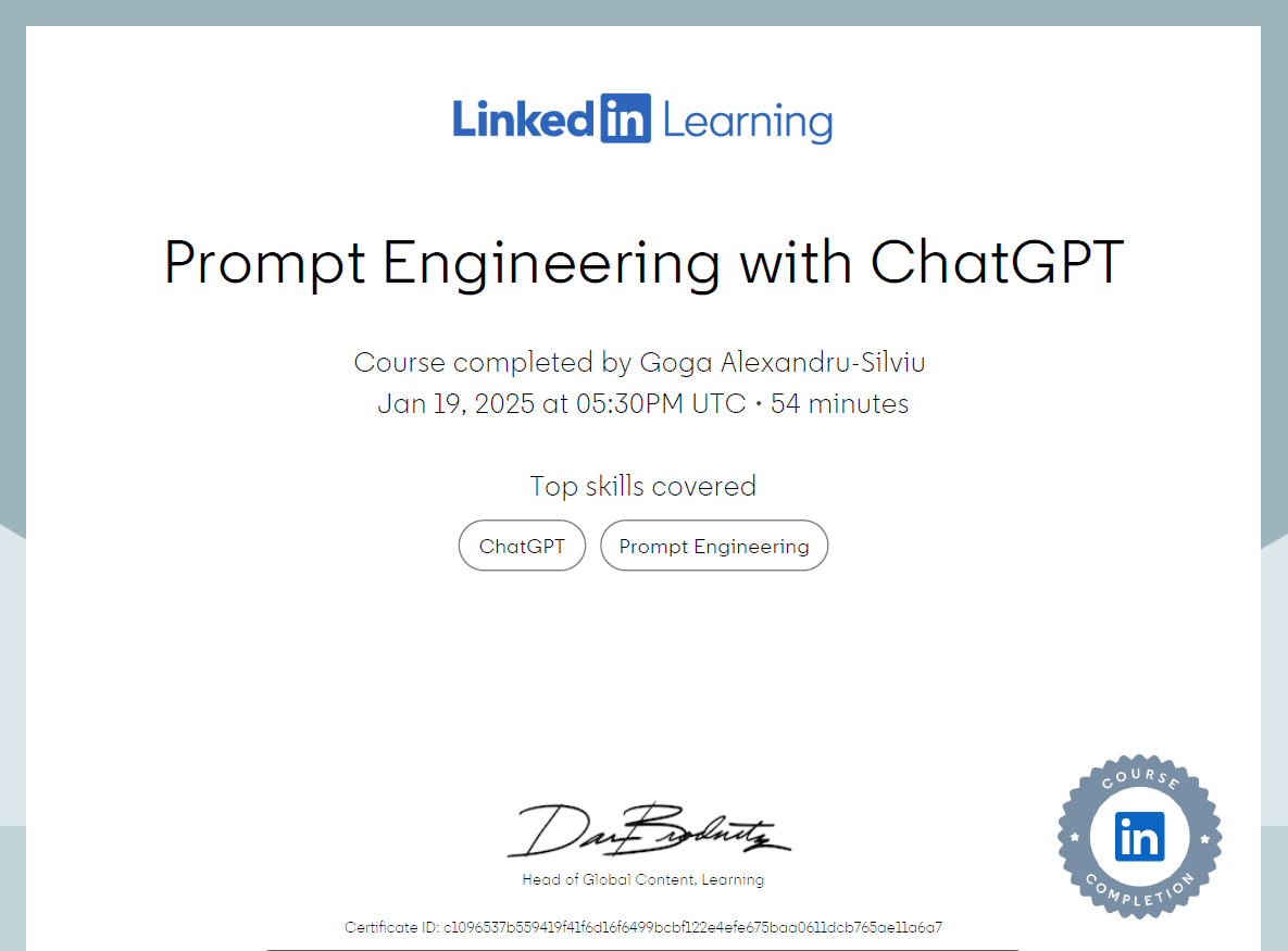 Prompt engineering Certificate - Expert AI